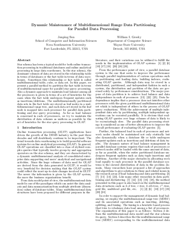 Dynamic Maintenance Of Multidimensional Range Data Partitioning For Parallel Data Processing