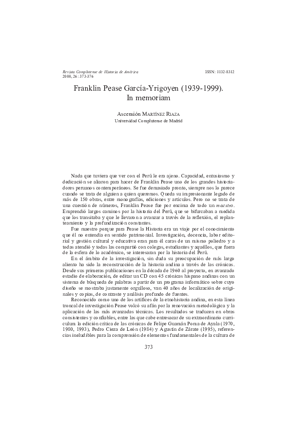 (PDF) Franklin Pease García Yrigoyen (1939-1999) in memoriam