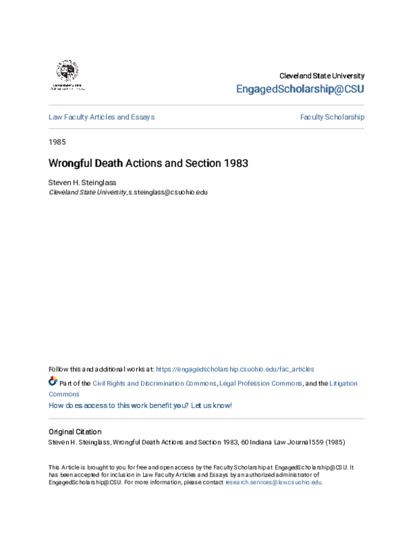 (PDF) Wrongful Death Actions and Section 1983