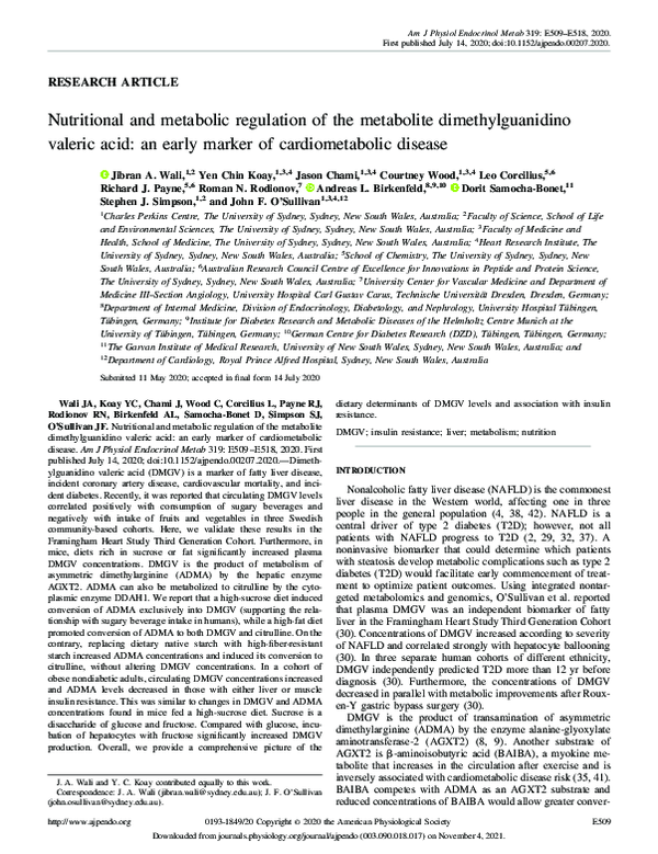 (PDF) Nutritional and metabolic regulation of the metabolite ...