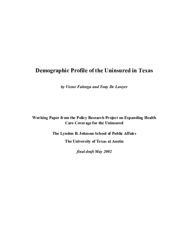 (PDF) Demographic Profile of the Uninsured in Texas