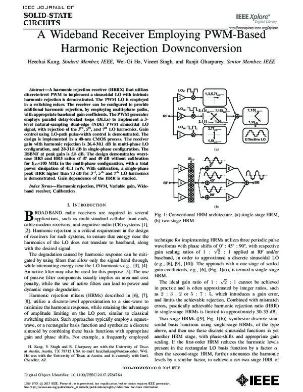 (PDF) A wideband receiver employing PWM-based harmonic rejection ...