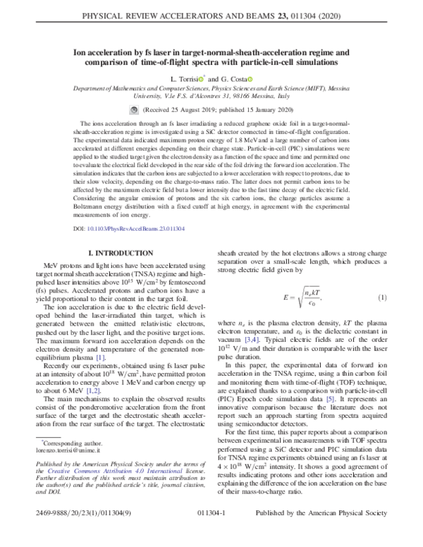 (PDF) Ion acceleration by fs laser in target-normal-sheath-acceleration ...