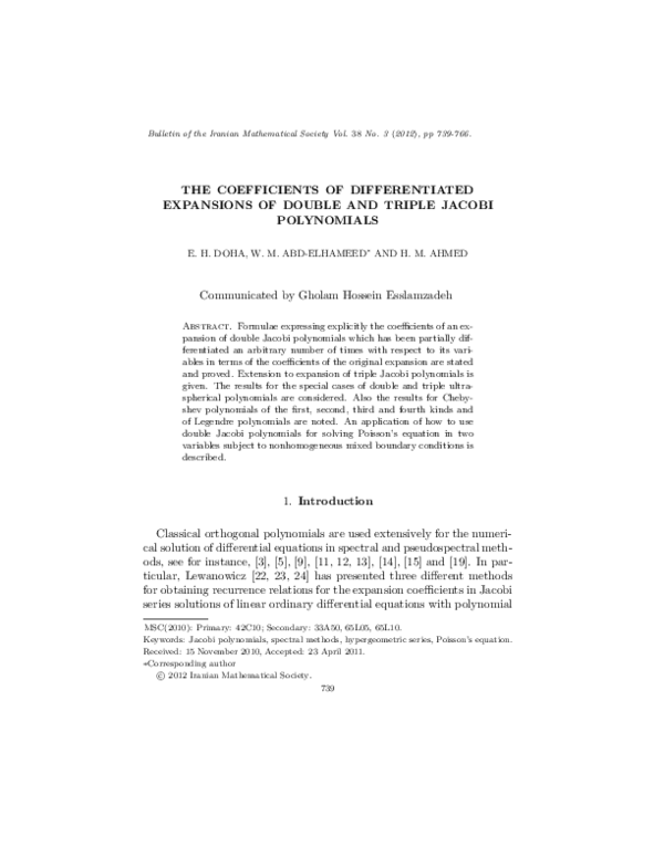 (PDF) The Coefficients of Differentiated Expansions of Double and ...