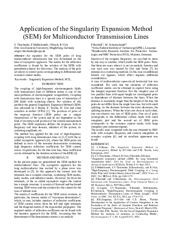 (PDF) Application of the Singularity Expansion Method (SEM) for ...