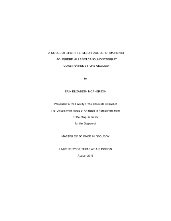 (PDF) A Model Of Short Term Surface Deformation Of Soufriere Hills ...