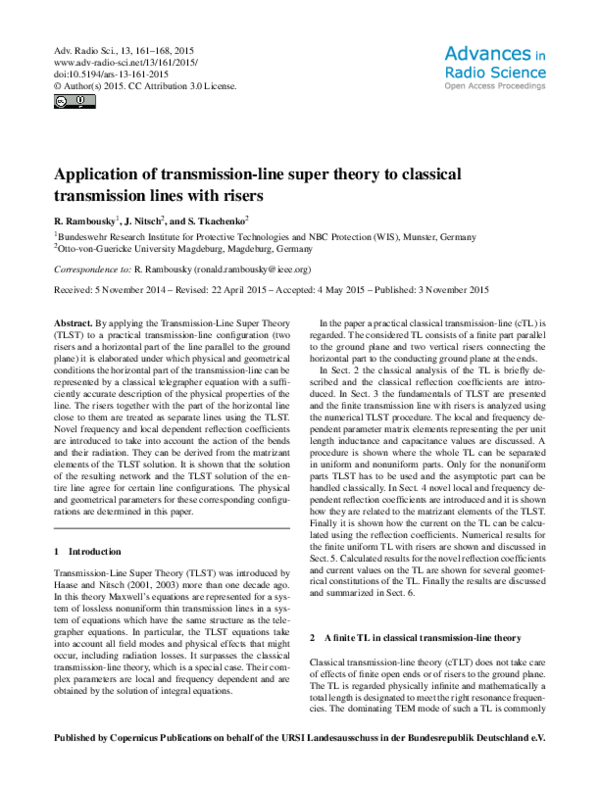 (PDF) Application of transmission-line super theory to classical ...