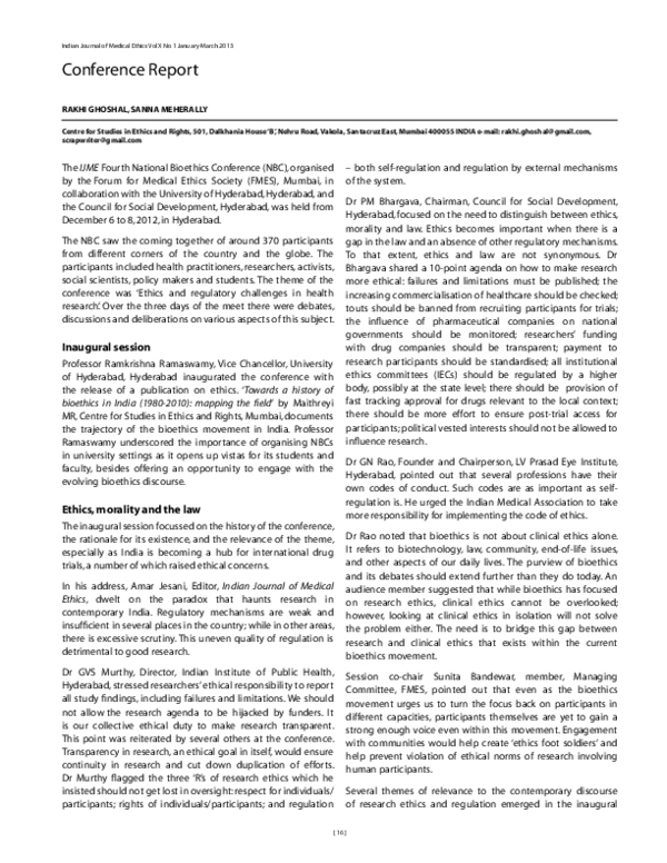 (PDF) Fourth National Bioethics Conference Report
