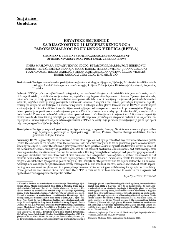 (PDF) [Croatian Guidelines for Diagnosis and Management of Benign ...