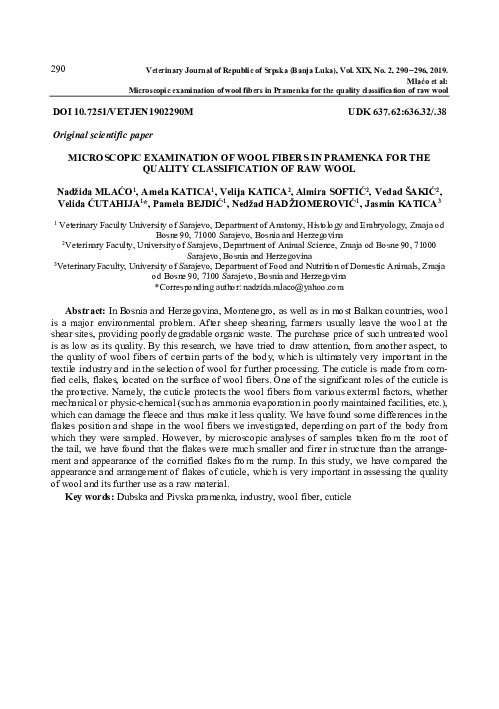 (PDF) Microscopic Examination of Wool Fibers in Pramenka for the ...
