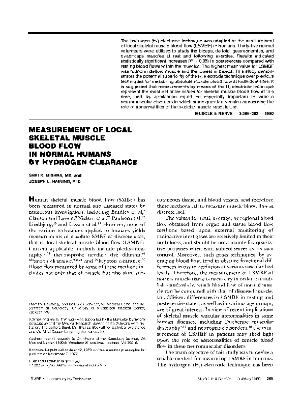 (PDF) Measurement of local skeletal muscle blood flow in normal humans ...