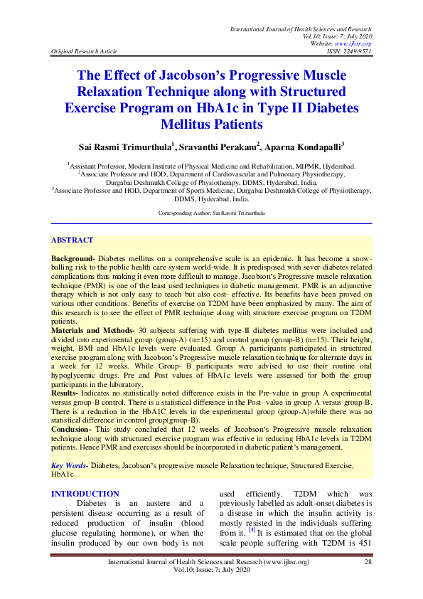(PDF) The Effect of Jacobson’s Progressive Muscle Relaxation Technique ...