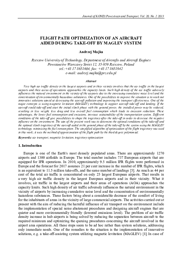 (PDF) Flight Path Optimization of an Aircraft Aided During Take-Off by ...