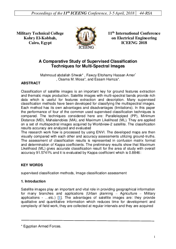 (PDF) Supervised Classification Techniques for Multi-Spectral Images