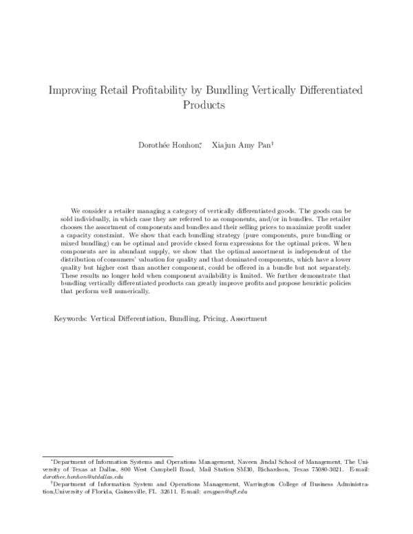 (PDF) Improving Retail Profitability by Bundling Vertically ...