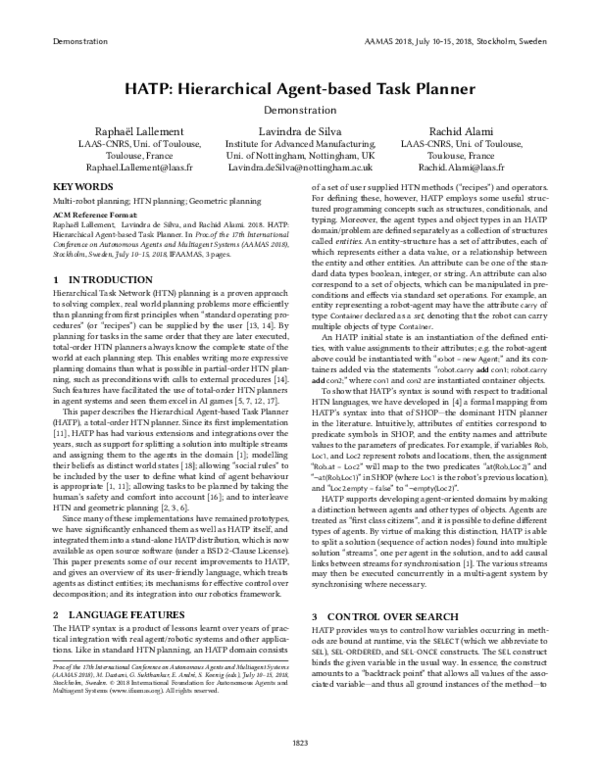 (PDF) HATP: Hierarchical Agent-based Task Planner