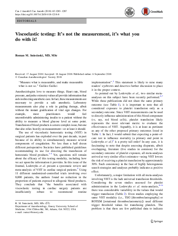 (PDF) Viscoelastic testing: It’s not the measurement, it’s what you do ...