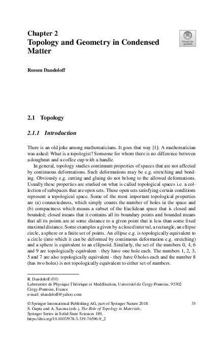 (PDF) Topology and Geometry in Condensed Matter
