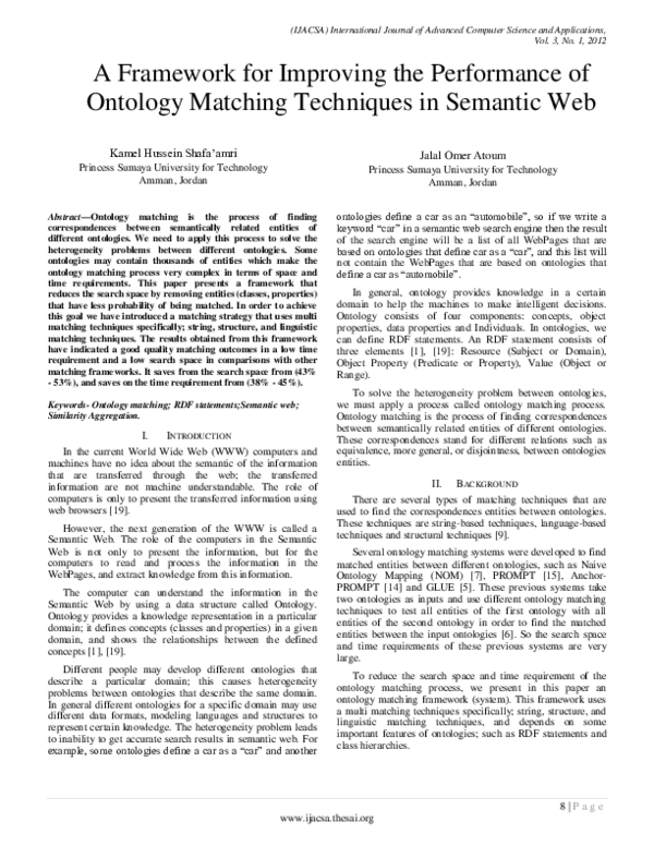 (PDF) A Framework for Improving the Performance of Ontology Matching Techniques in Semantic Web ...