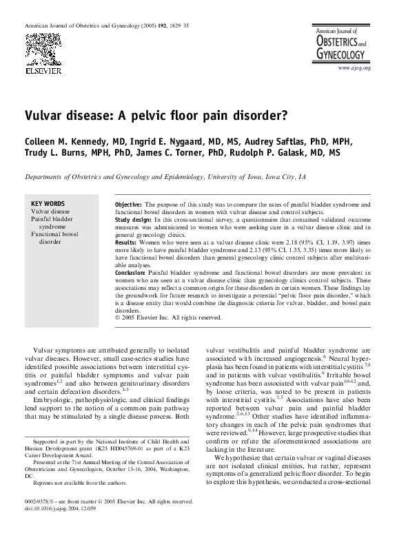 (PDF) Vulvar disease: A pelvic floor pain disorder? | James C Torner ...