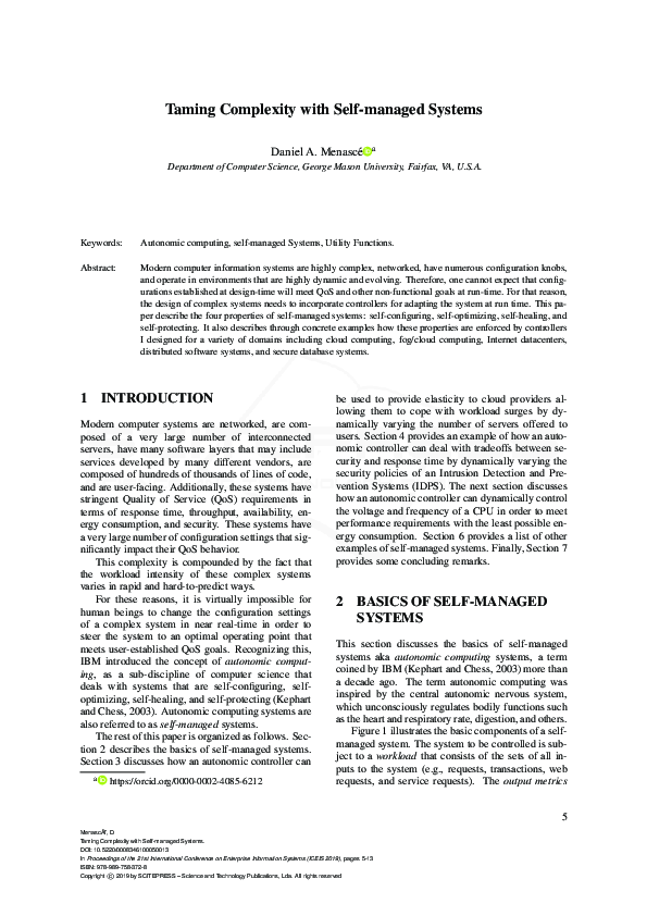 (PDF) Taming Complexity with Self-managed Systems