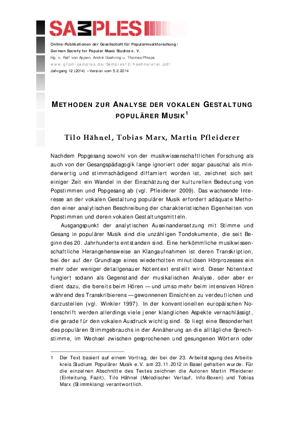 (PDF) Methoden Zur Analyse Der Vokalen Gestaltung Populärer Musik