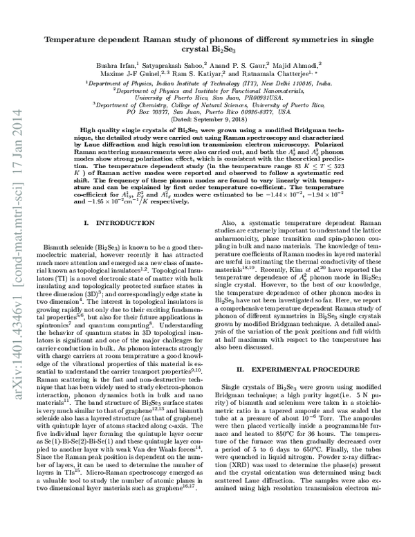 (PDF) Temperature dependent Raman study of phonons of different ...