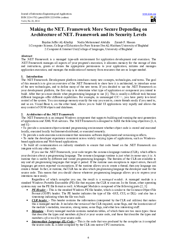 Pdf Making The Net Framework More Secure Depending On Architecture Of Net Framework And Its