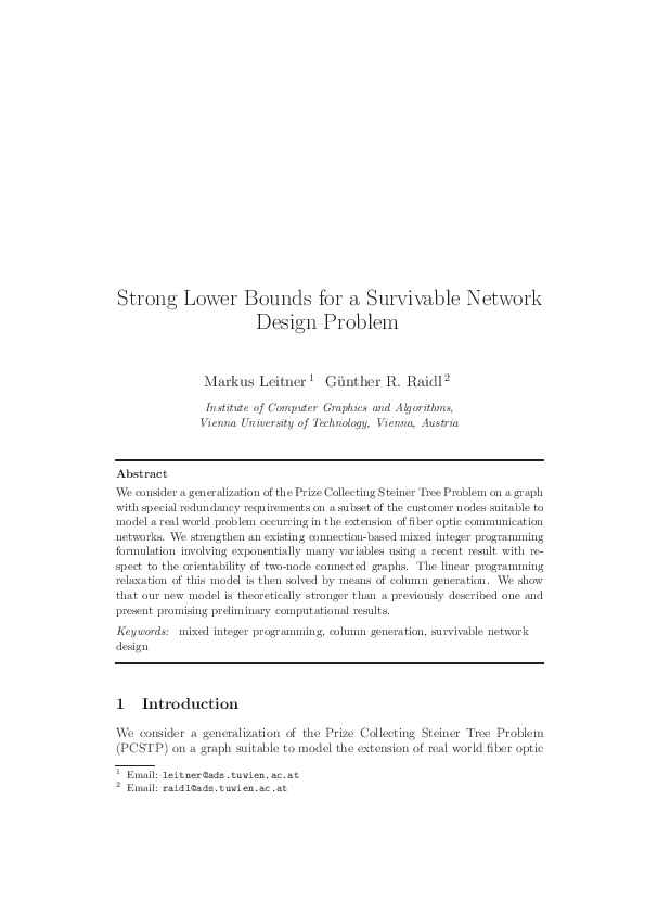 (PDF) Strong Lower Bounds for a Survivable Network Design Problem