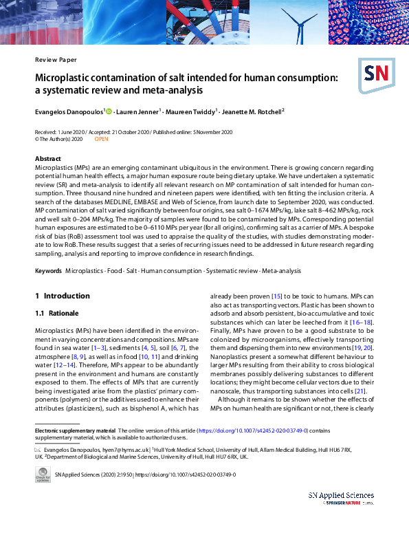 (PDF) Microplastic contamination of salt intended for human consumption ...