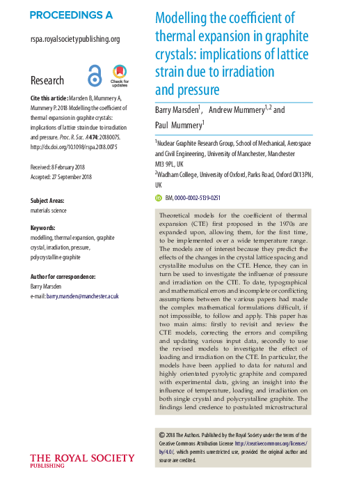 (PDF) Modelling the coefficient of thermal expansion in graphite ...