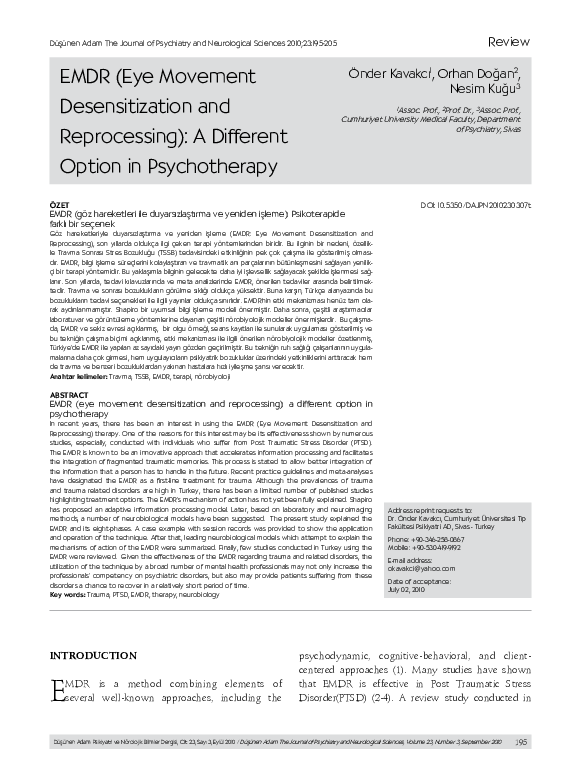 (PDF) EMDR (Eye Movement Desensitization and Reprocessing), en el