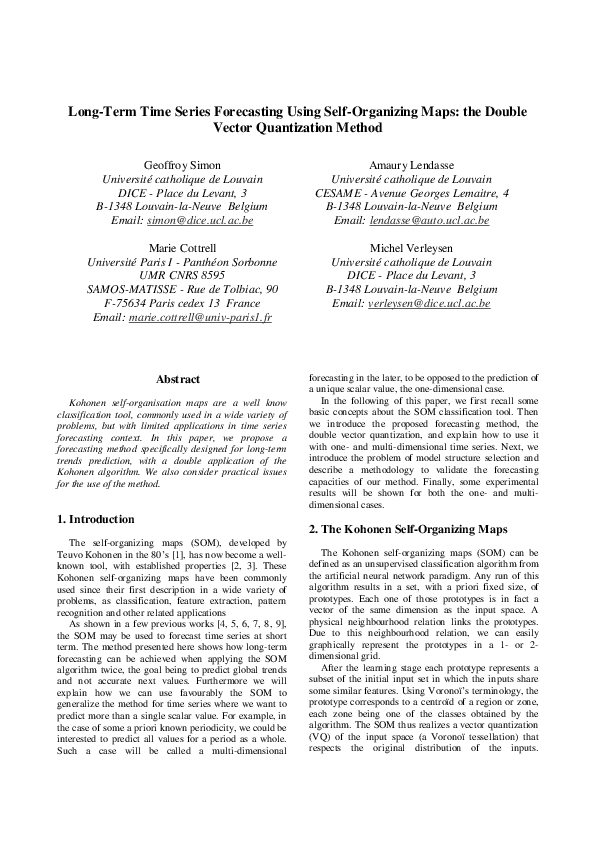 (PDF) Long-term time series forecasting using self-organizing maps : the double vector ...