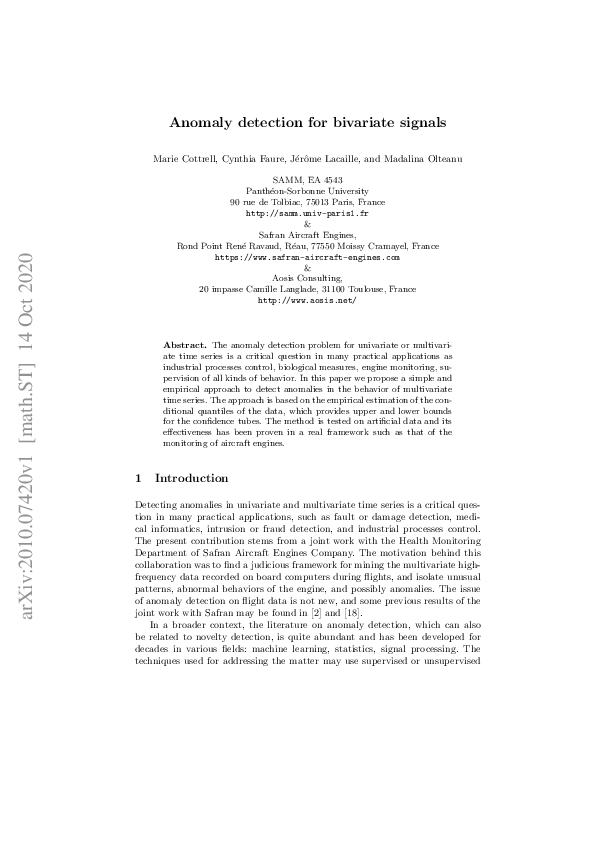 (PDF) Anomaly Detection for Bivariate Signals