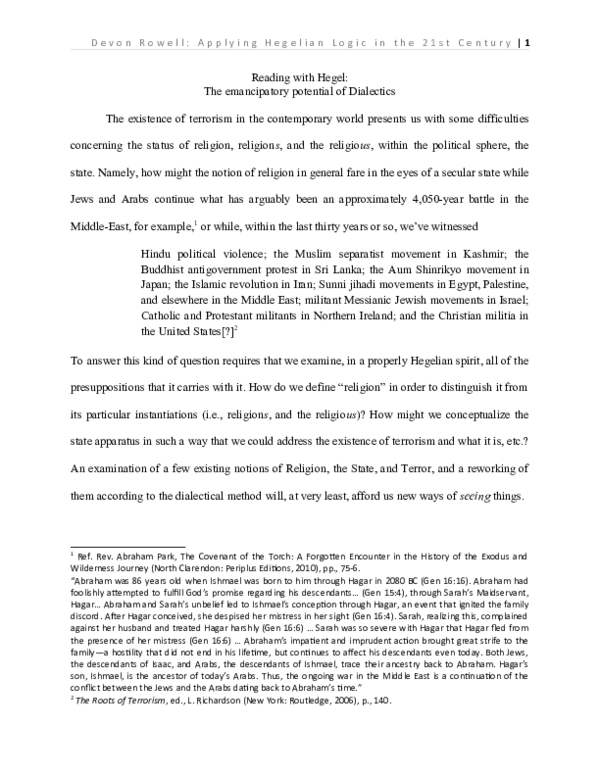 (DOC) "Reading with Hegel: The Emancipatory Potential of Dialectics ...