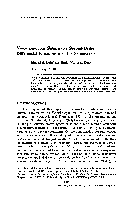 (PDF) Nonautonomous submersive second-order differential equations and ...