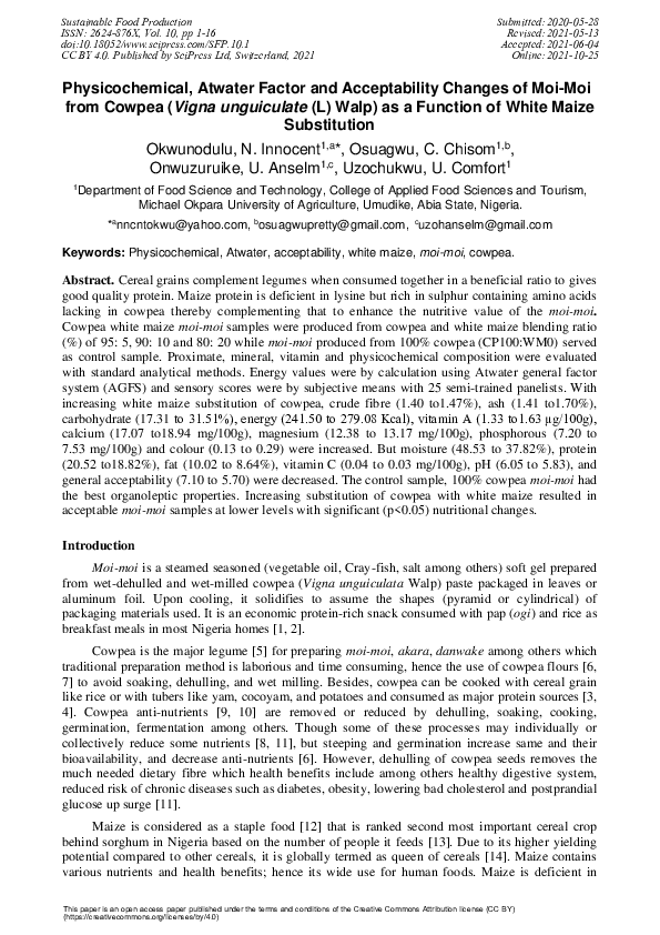 (PDF) Physicochemical, Atwater Factor and Acceptability Changes of Moi ...