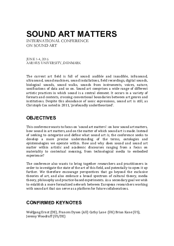 (PDF) Sound Art Matters