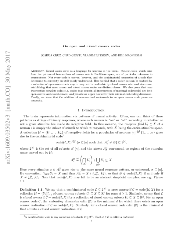 (PDF) On Open and Closed Convex Codes