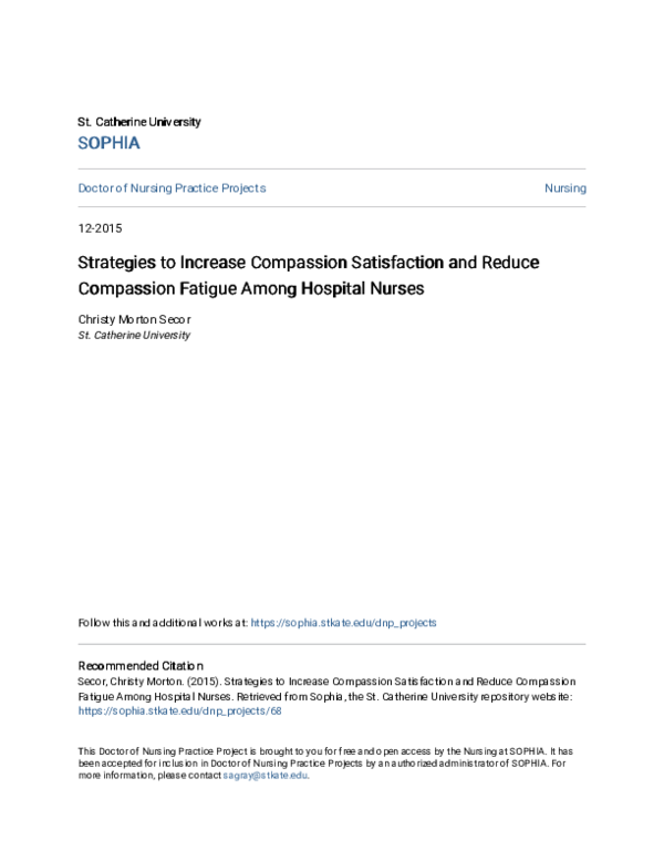 (PDF) Strategies to Increase Compassion Satisfaction and Reduce ...