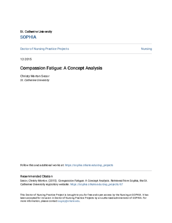 (PDF) Compassion Fatigue: A Concept Analysis