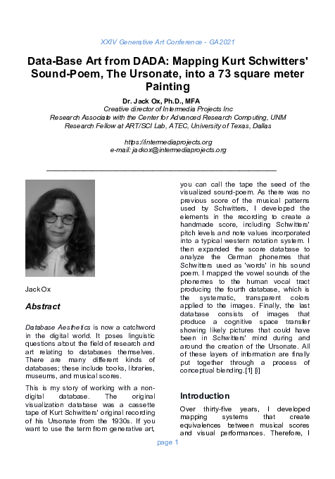 (PDF) Data-Base Art from DADA: Mapping Kurt Schwitters' Sound-Poem, The ...