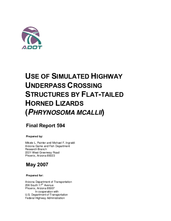 (PDF) Use of simulated highway underpass crossing structures by flat-tailed horned lizards ...