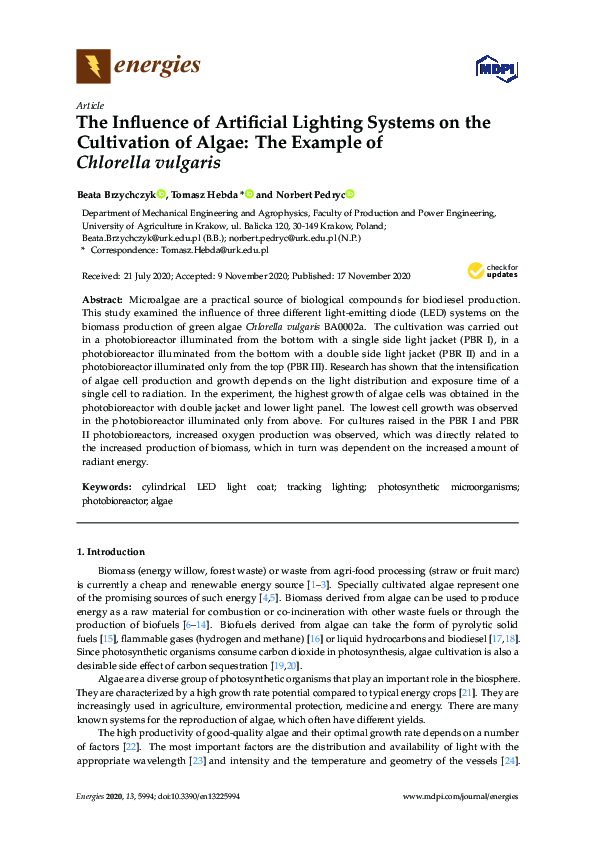 (PDF) The Influence of Artificial Lighting Systems on the Cultivation ...