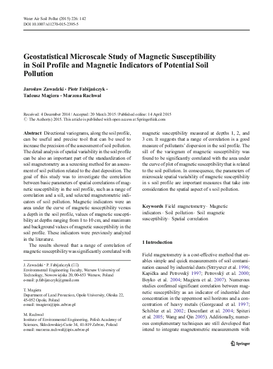 (PDF) Geostatistical Microscale Study of Magnetic Susceptibility in Soil Profile and Magnetic ...