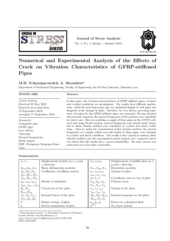 (PDF) Numerical and Experimental Analysis of the Effects of Crack on ...