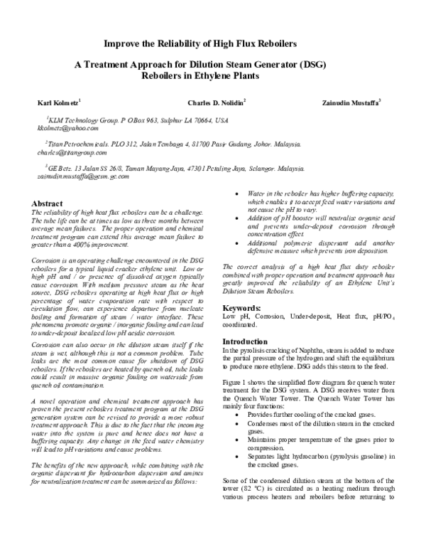 (PDF) Improve the Reliability of High Flux Reboilers A Treatment ...