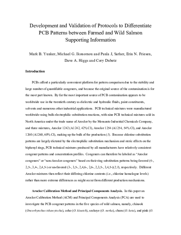 (PDF) Development and Validation of Protocols To Differentiate PCB Patterns between Farmed and ...