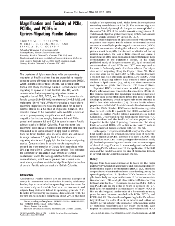 (PDF) Magnification and Toxicity of PCBs, PCDDs, and PCDFs in Upriver ...