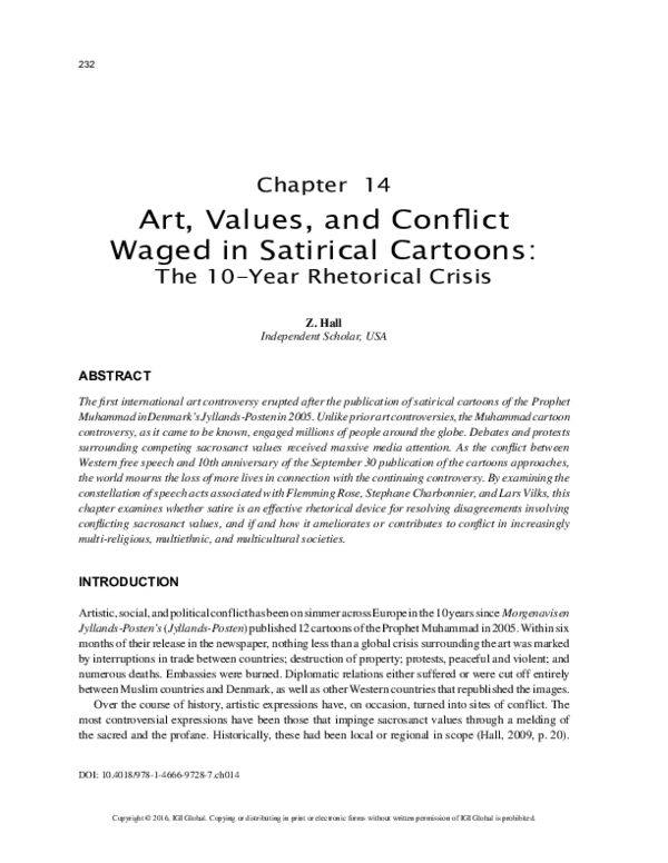 (PDF) Art, Values, and Conflict Waged in Satirical Cartoons: The 10 ...